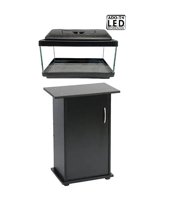 Аквариумный комплект ZooCool Neon Black Line/White прямоугольный T4-LED ...