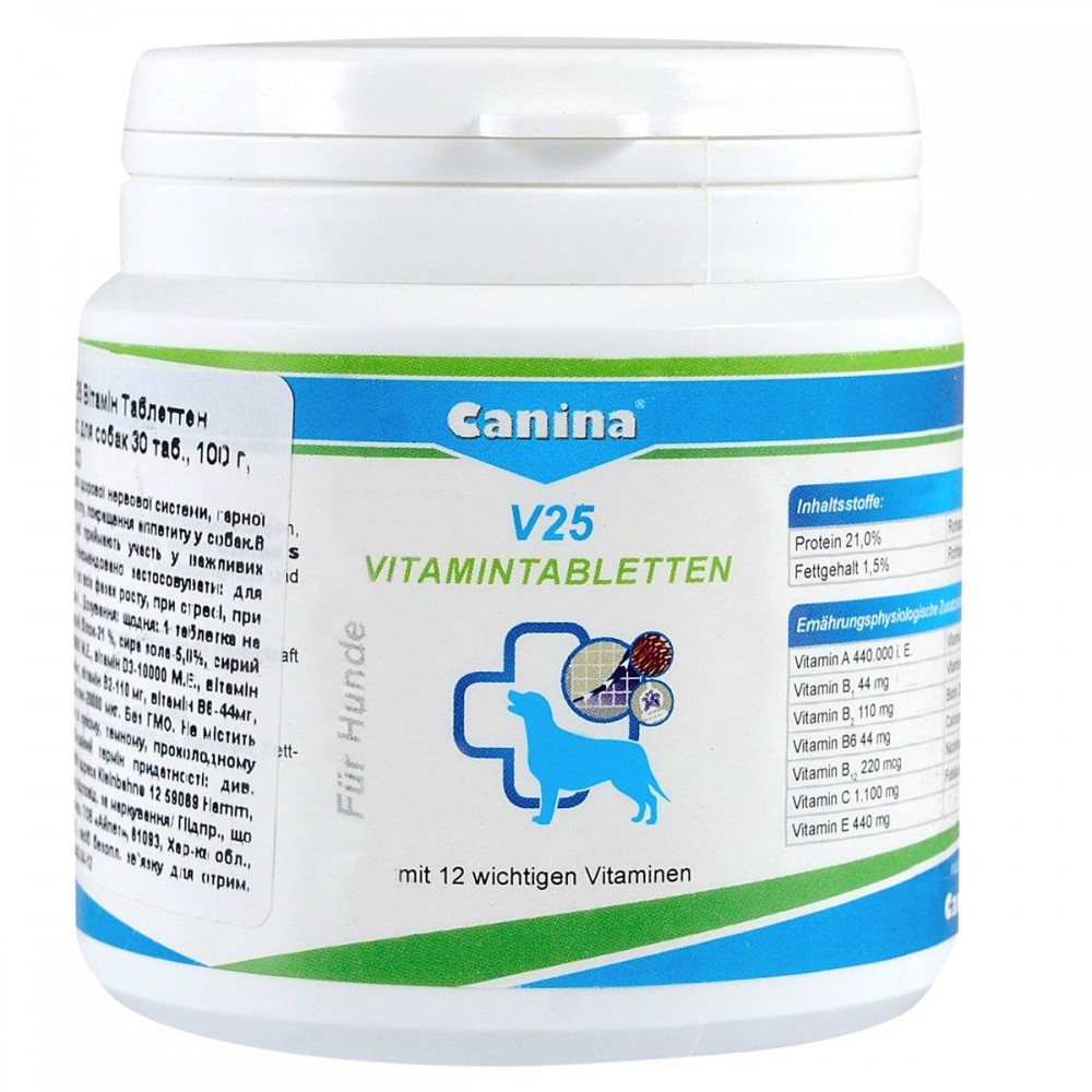 Поливитаминный комплекс для собак Canina V25 100 г 30 таблеток ...