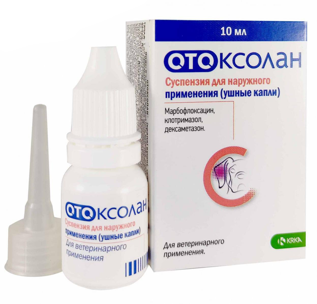 Препарат Отоксолан краплі вушні KRKA, суспензія для котів та собак 10 ...