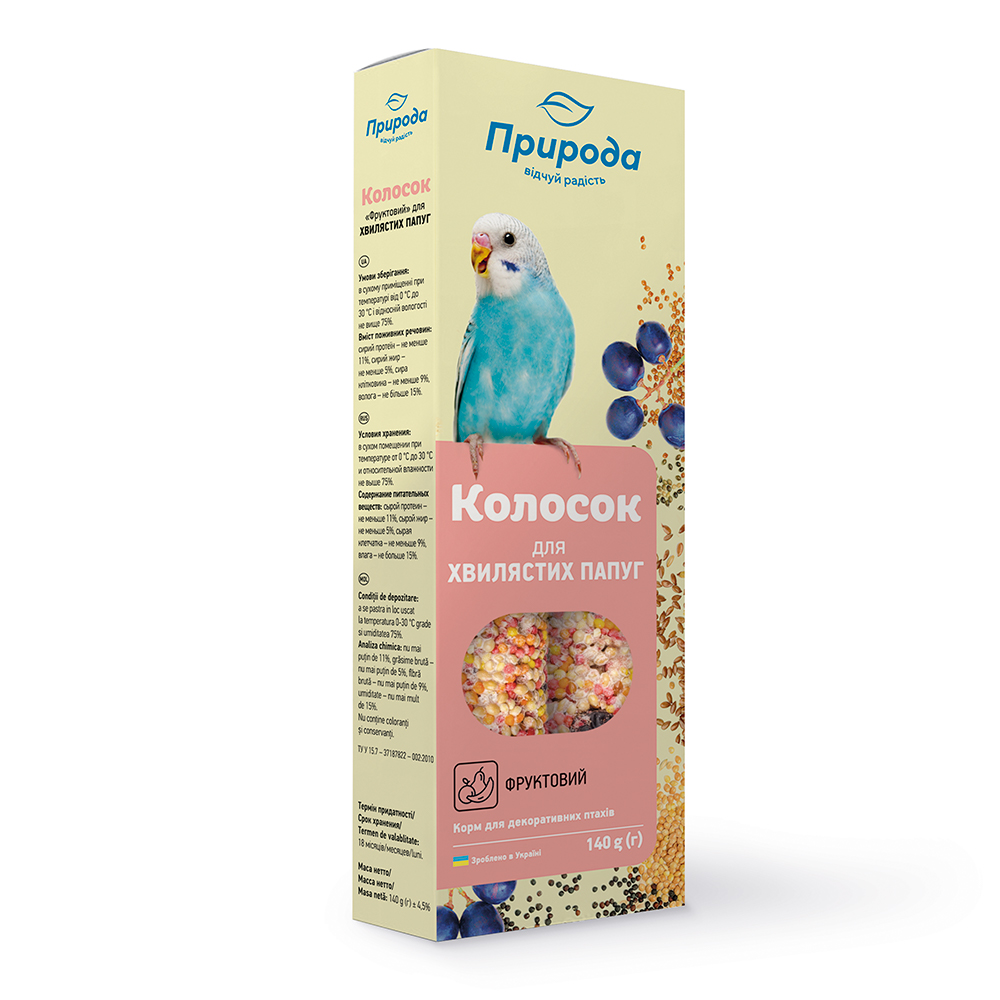 Корм-лакомство для попугая Природа Колосок Фруктовий 140г. - доставка ...